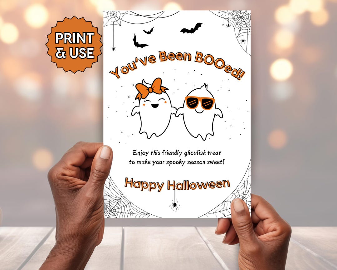 You’ve Been Booed Printable Card for Boo Basket, Halloween Gift Tag ...