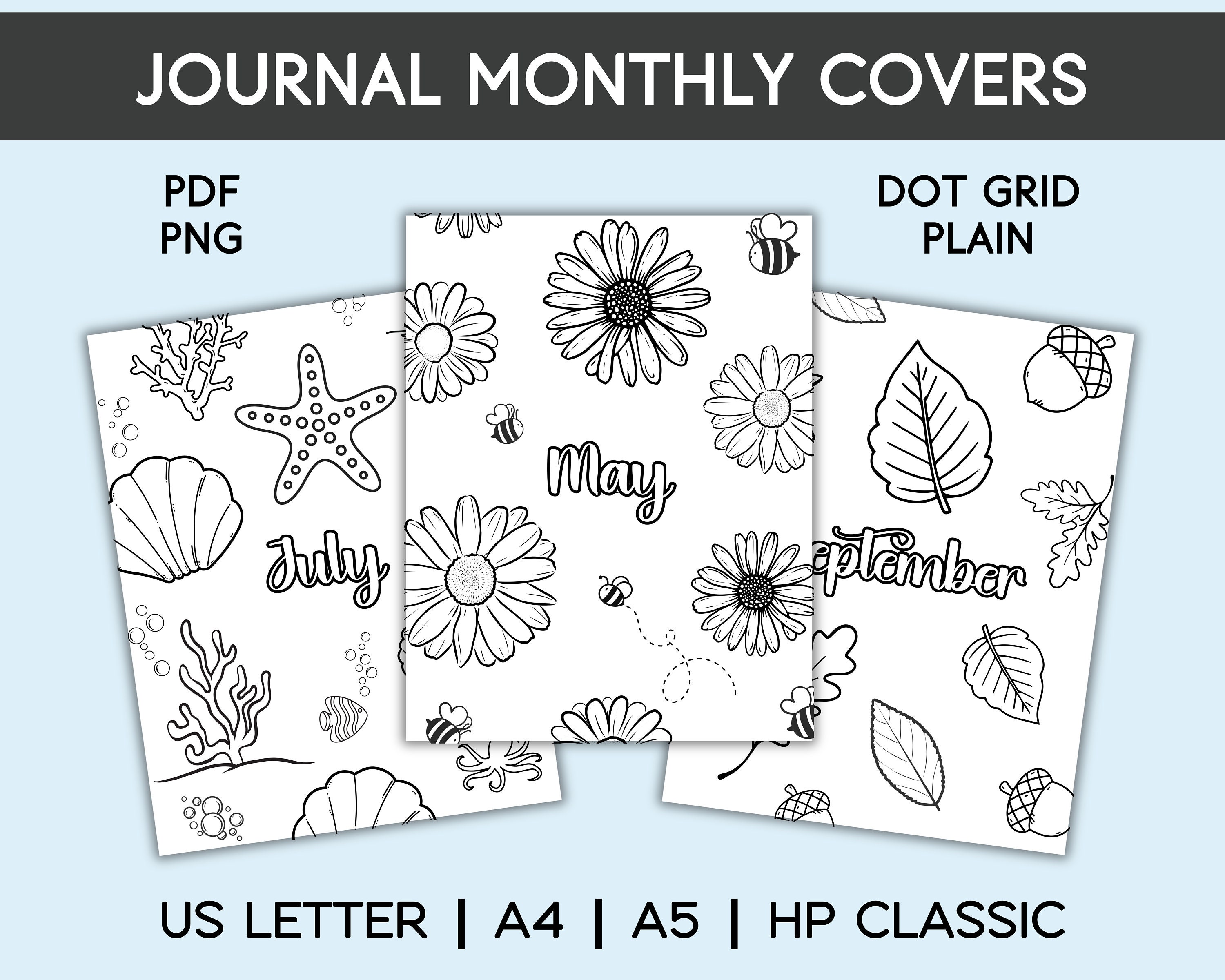 Monthly Planner Cover Page Monthly Title Coloring Pages for Digital ...