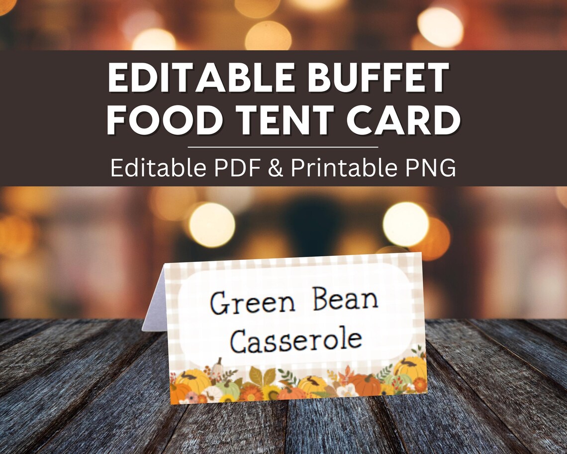 Editable Buffet Card Food Tent Labels for Thanksgiving, Holiday Potluck ...