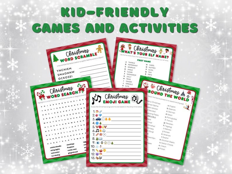 Christmas Activity Bundle With Emoji Game, Finish the Phrase, Word Race ...