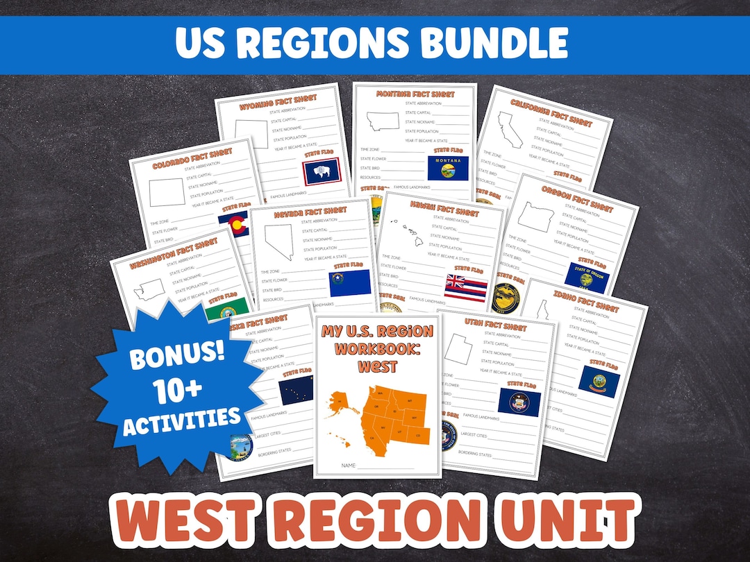 West Region Bundle State Research Activity 3rd 4th 5th Grade Homeschool ...