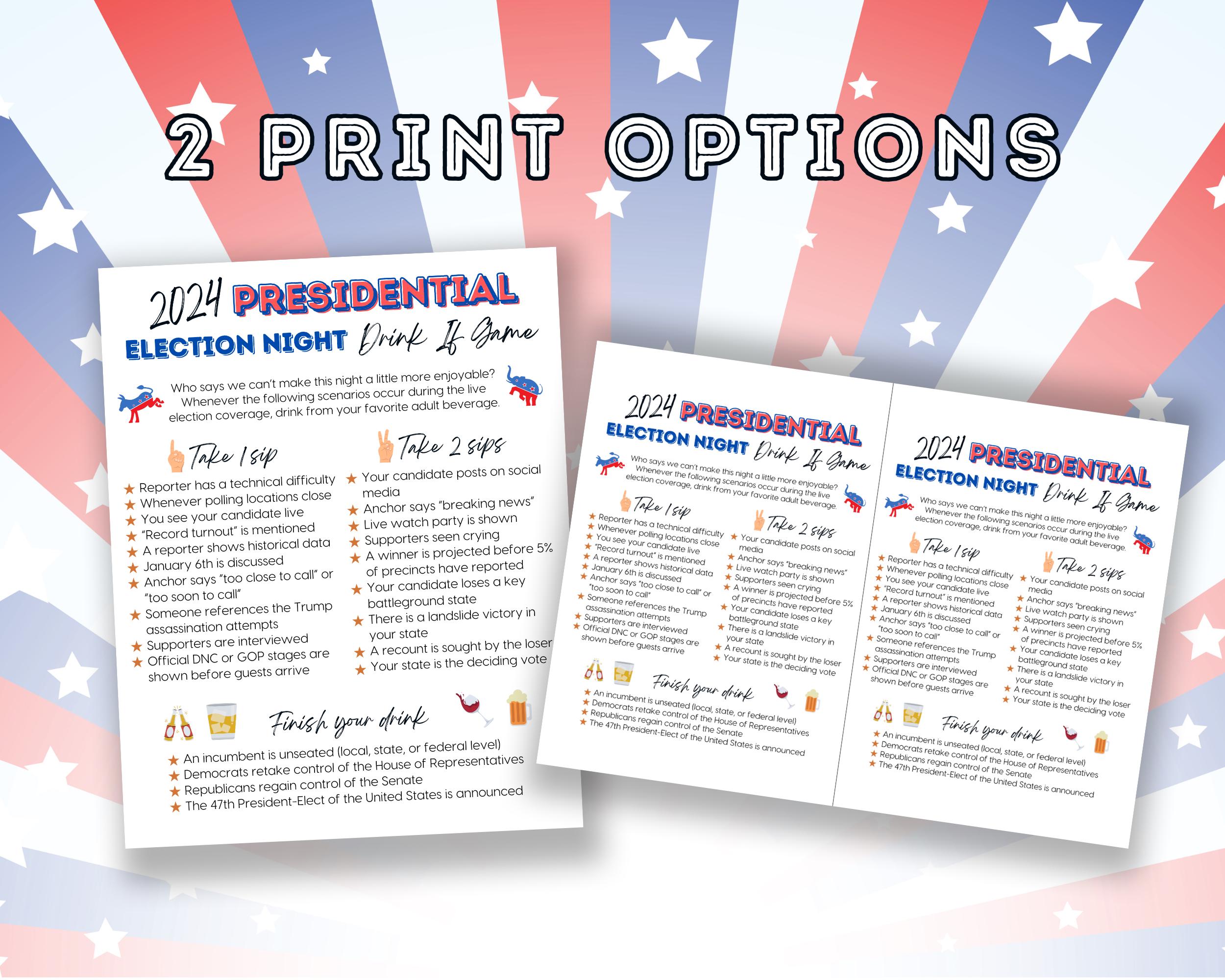 2024 Presidential Election Drinking Game, Election Night Game, Election ...