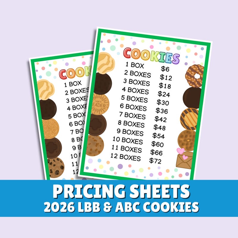 2026 Cookie Booth Sheets - Etsy