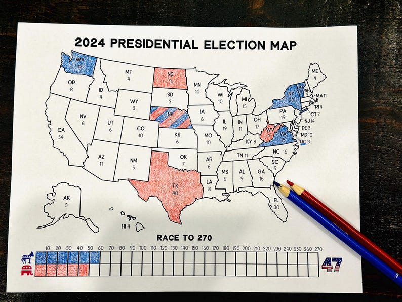 Election Tracker, Electoral College Map for 2024 Election Watch Party ...