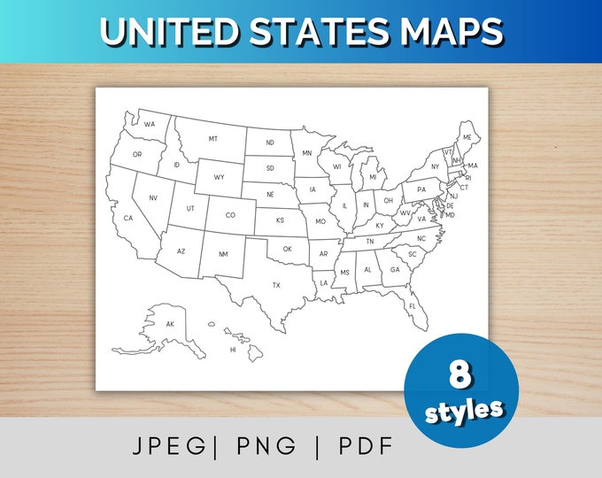 Blank 50 United States Outline Map Poster Laminated | Blank Wall Map ...