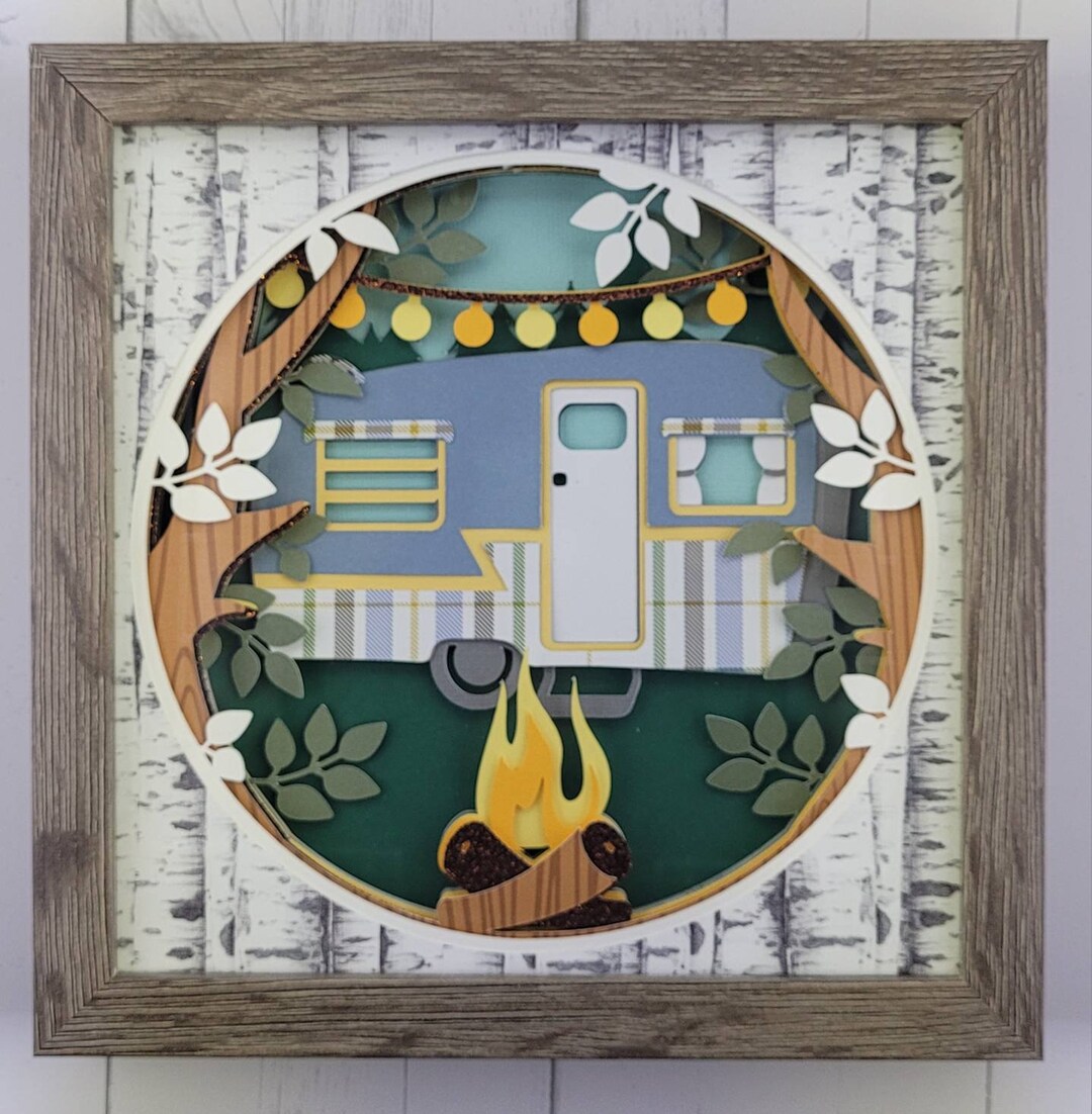 Camping 8 X 8 Shadowbox. Nostalgic Camper Ready for a Weekend of Fun ...