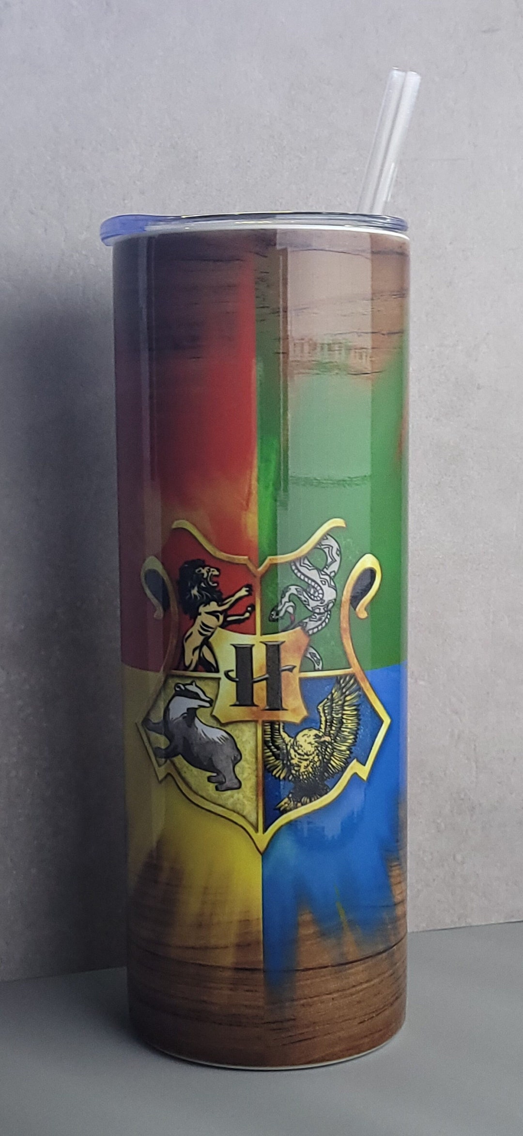 Wizard School Crest With House Mascots 20 Oz Skinny Tumbler - Etsy