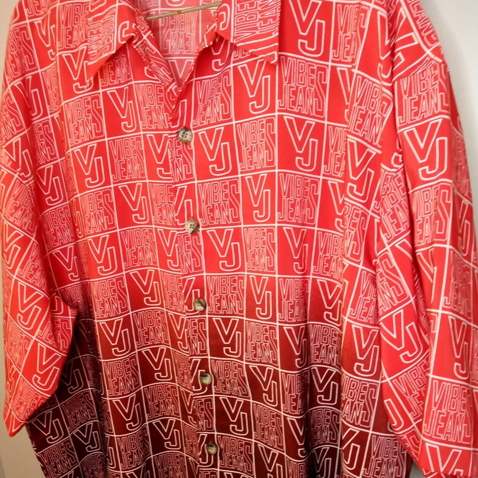 Vibes Jeans Button Down Rasta Shirt Men's XXL Multicolor Rap Hip Hop ...