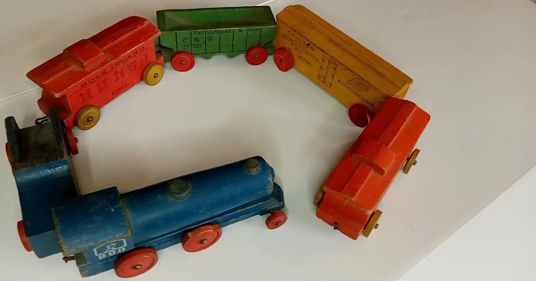 Vintage Rock Island Strombecker Wood Freight Train Car Set 6 - Etsy