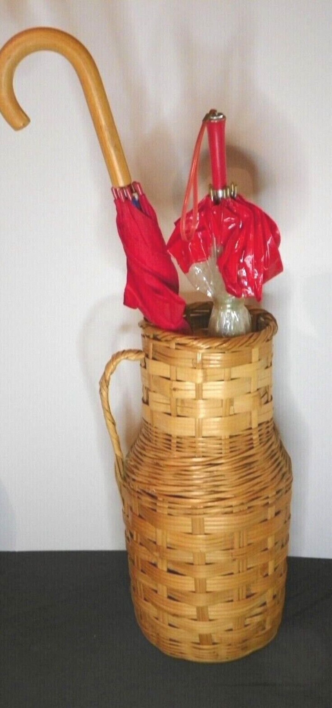 Vintage Wicker Umbrella Basket Woven Basket Retro Art Deco - Etsy