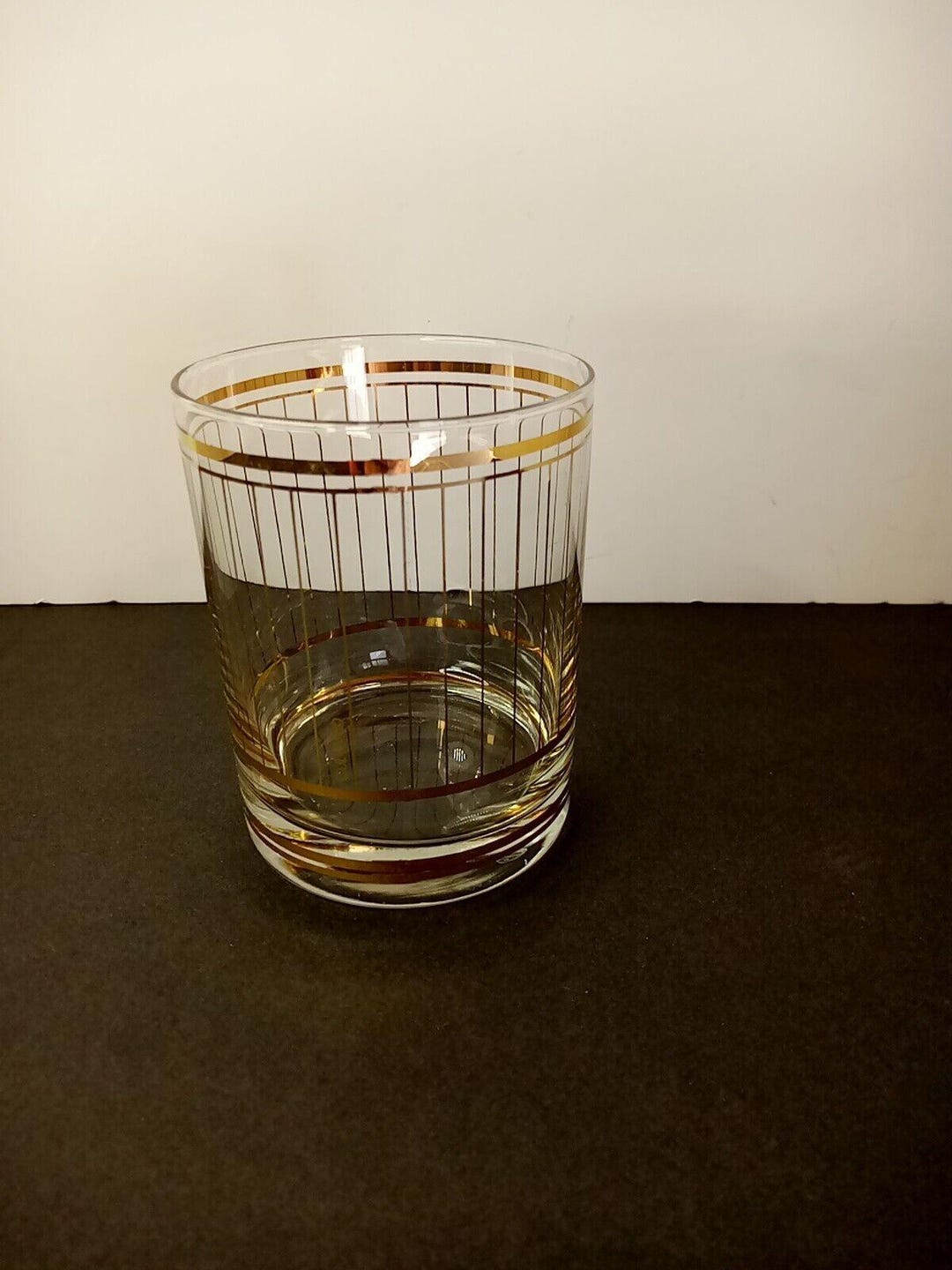 Vintage Culver Gold Vertical Stripe Old Fashioned Lowball Rocks Glasses ...