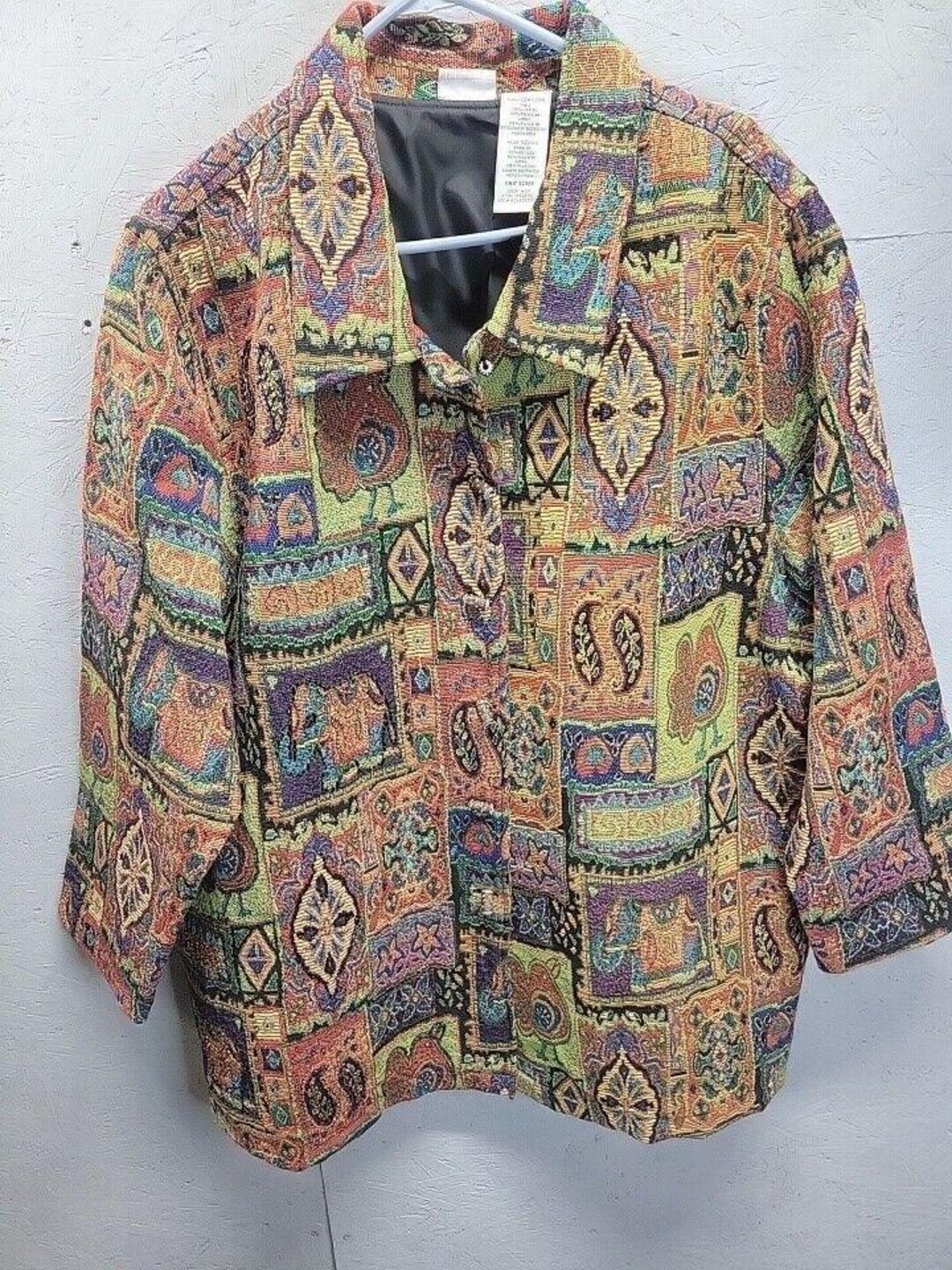 White Stag Jacket Carpet Style Paisley Tapestry Blazer Oversized Coat ...