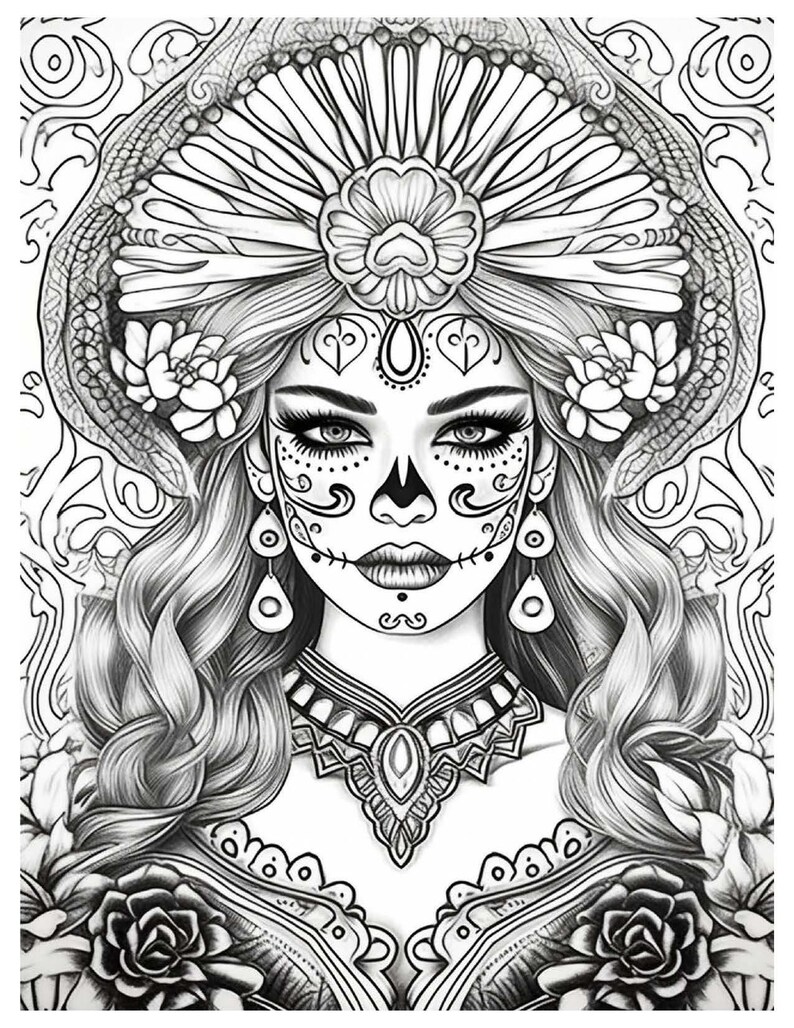 Skull Girl Coloring Pages, Skull Coloring Pages, Adult Coloring Book ...