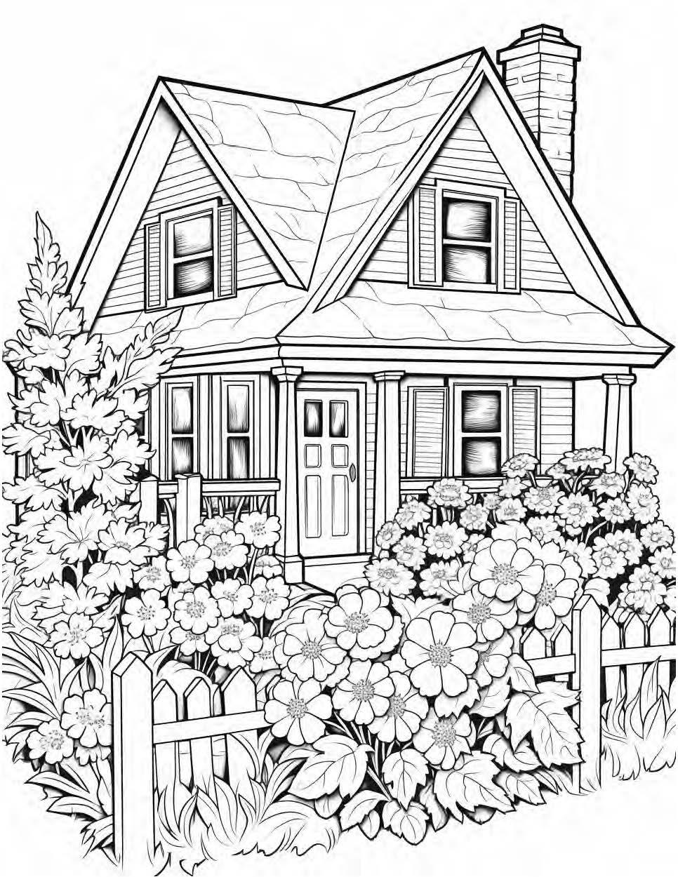 House Coloring Pages, Cottage Coloring Pages, Farmhouse Coloring Pages ...