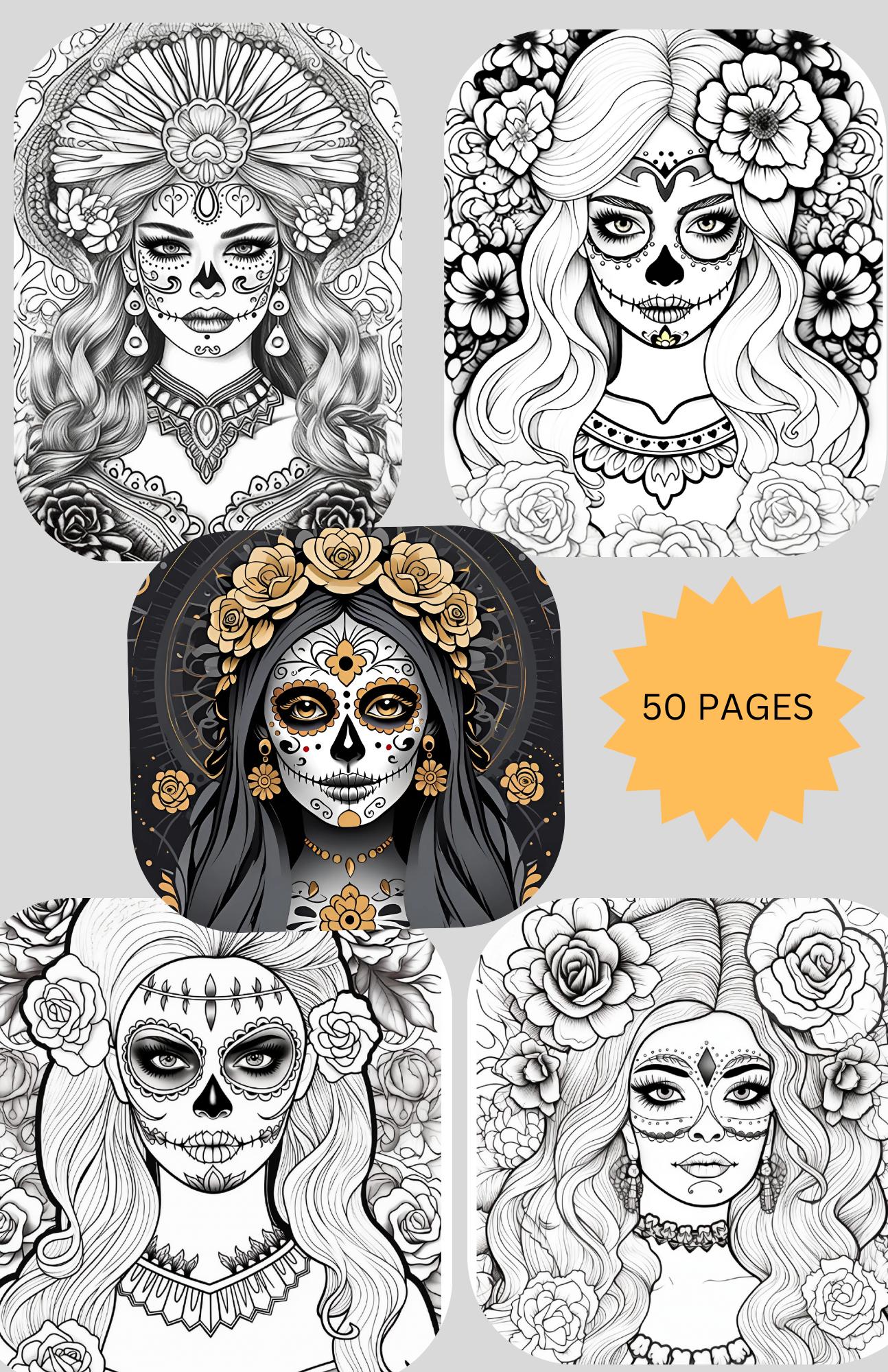 Skull Girl Coloring Pages, Skull Coloring Pages, Adult Coloring Book ...
