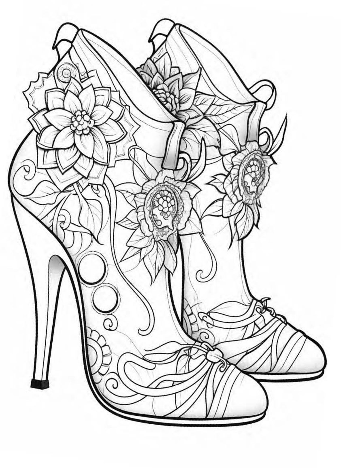 Adult Coloring Pages, Shoe Coloring Page, Bridal Shoe Coloring Pages ...