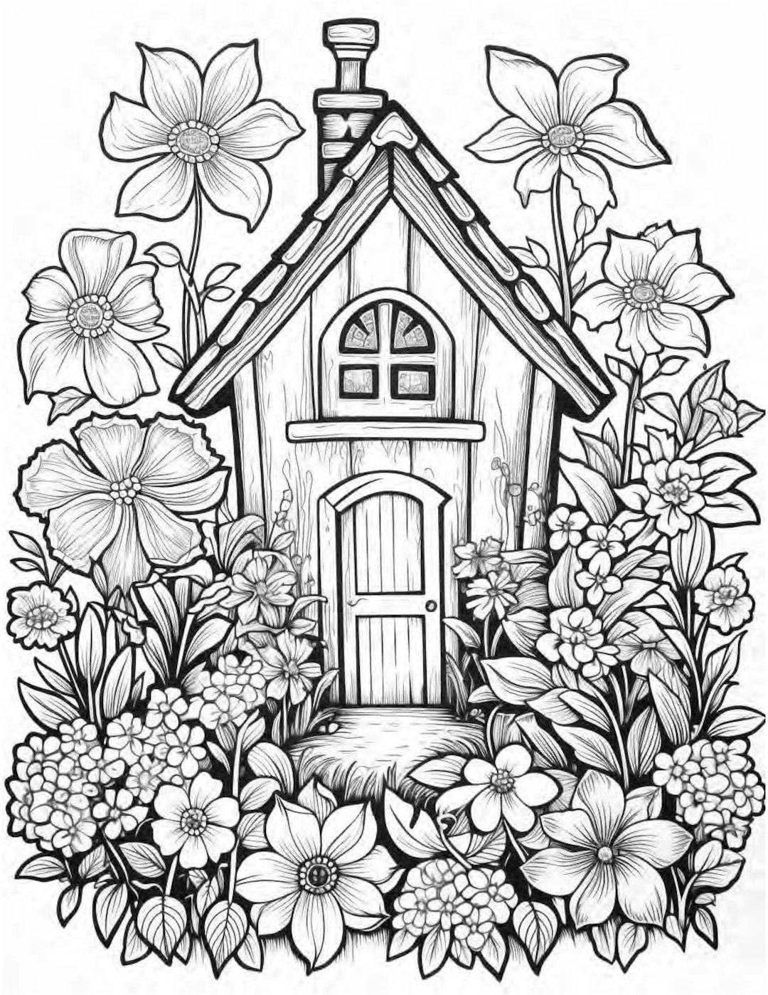 House Coloring Pages, Cottage Coloring Pages, Farmhouse Coloring Pages ...