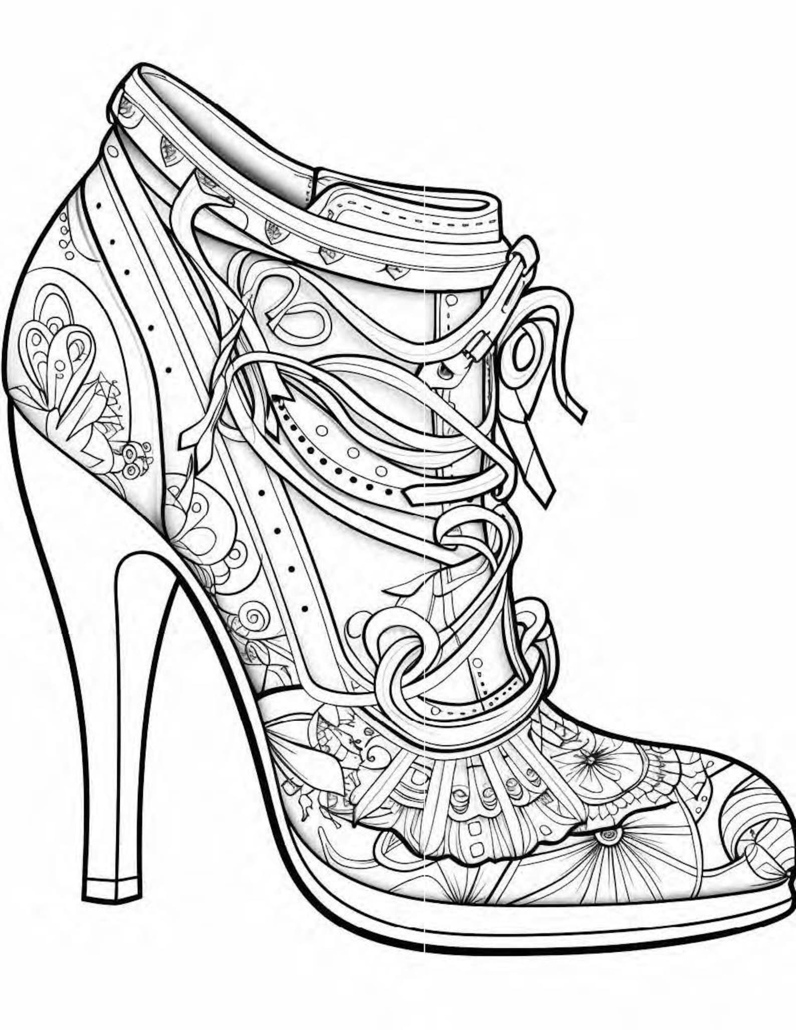 Adult Coloring Pages, Shoe Coloring Page, Bridal Shoe Coloring Pages ...