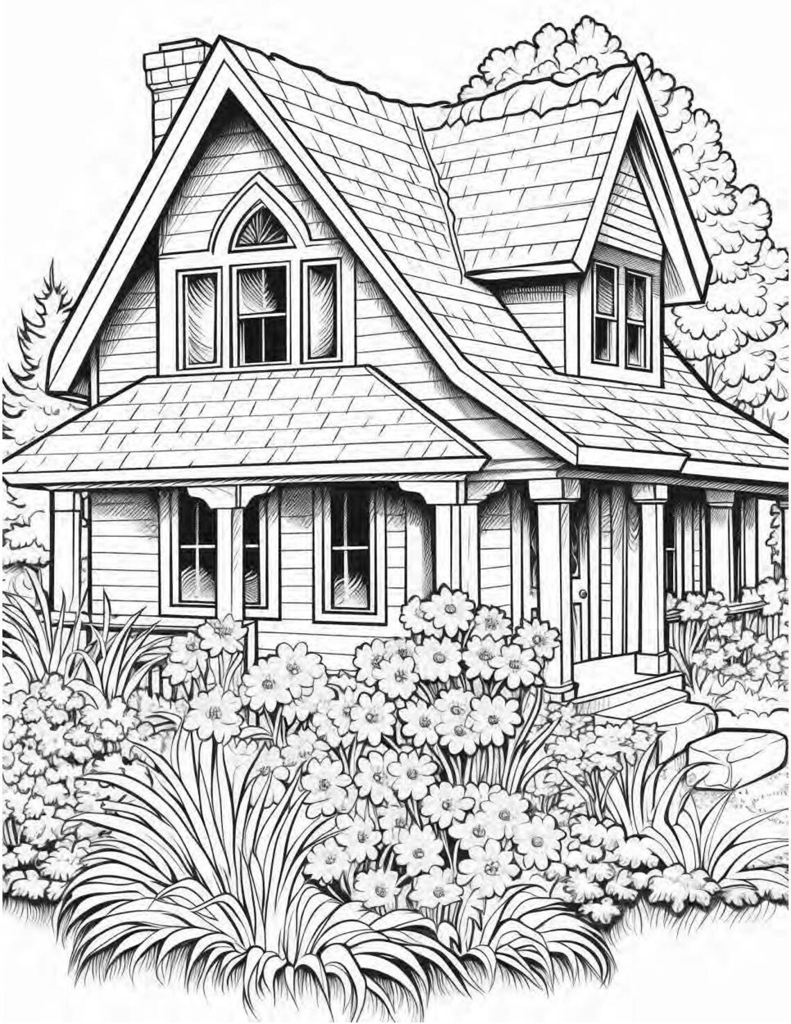 House Coloring Pages, Cottage Coloring Pages, Farmhouse Coloring Pages ...