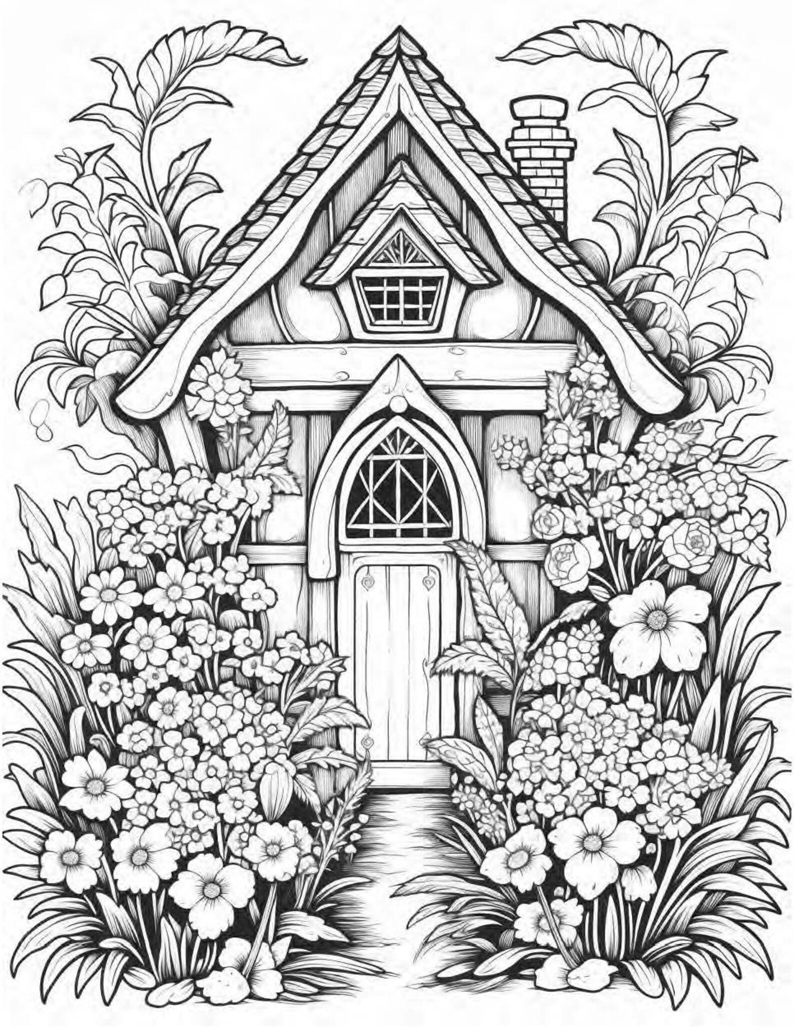 House Coloring Pages, Cottage Coloring Pages, Farmhouse Coloring Pages ...