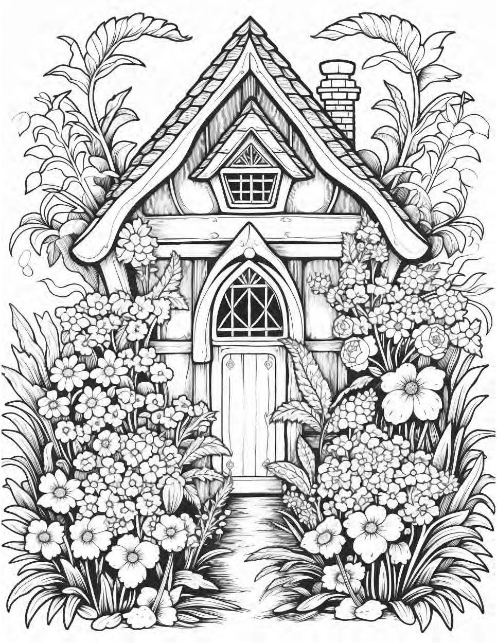 House Coloring Pages, Cottage Coloring Pages, Farmhouse Coloring Pages ...