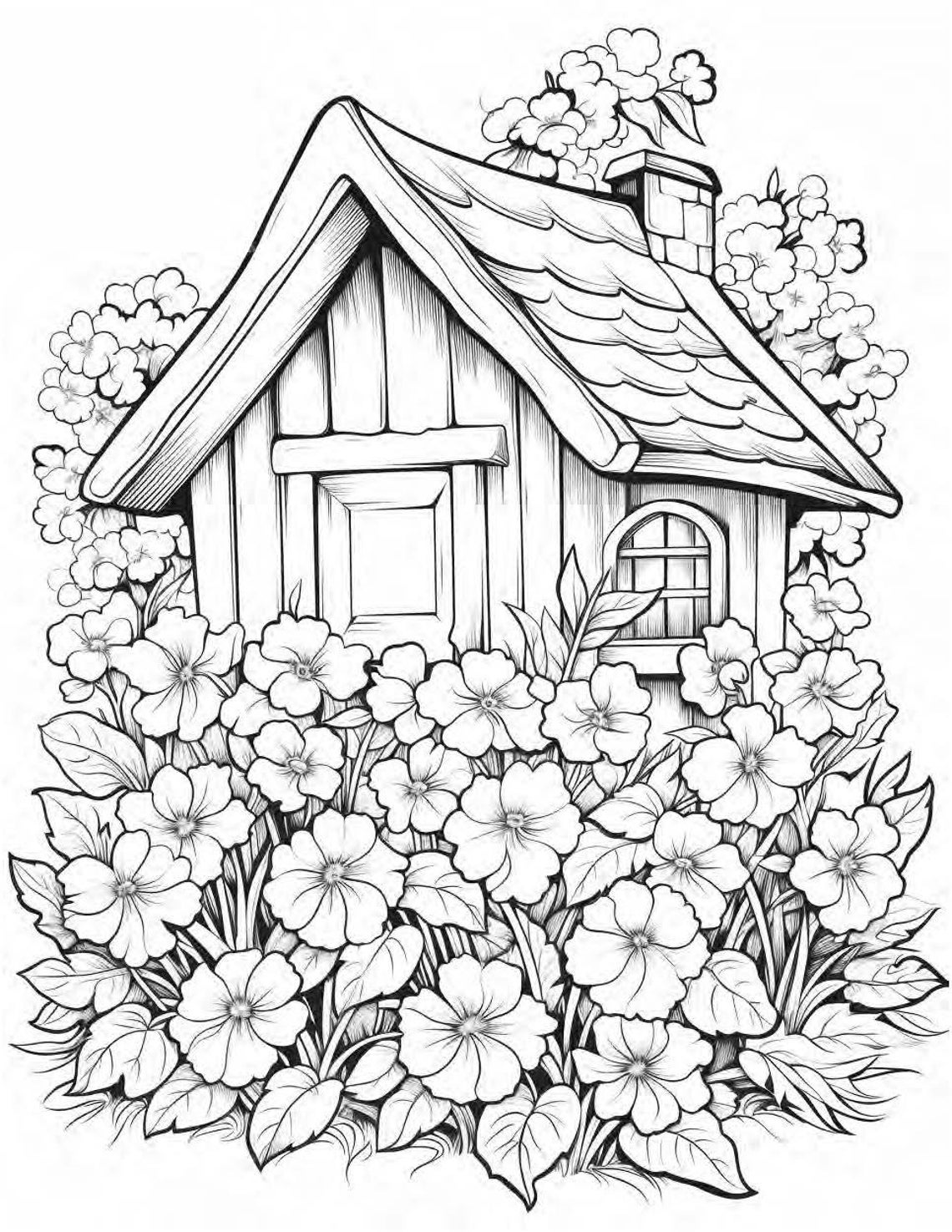 House Coloring Pages, Cottage Coloring Pages, Farmhouse Coloring Pages ...