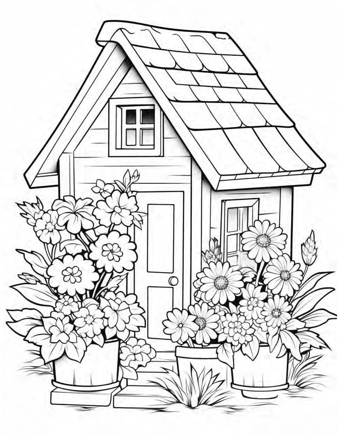 House Coloring Pages, Cottage Coloring Pages, Farmhouse Coloring Pages ...
