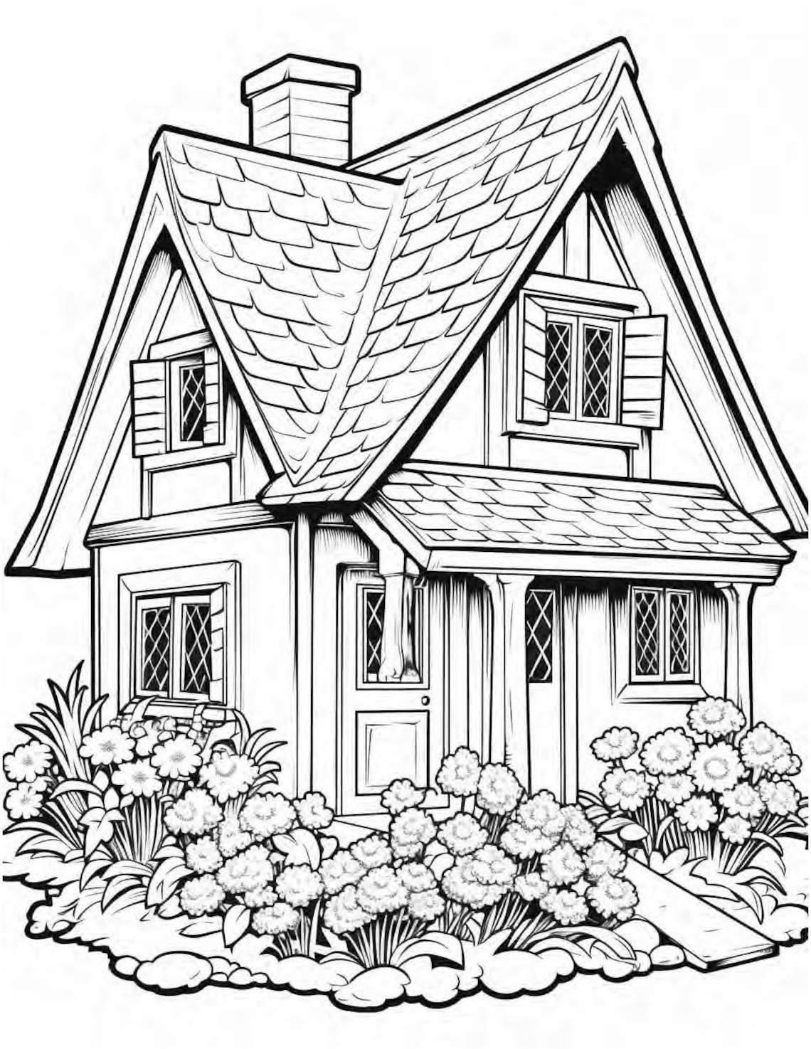 House Coloring Pages, Cottage Coloring Pages, Farmhouse Coloring Pages ...