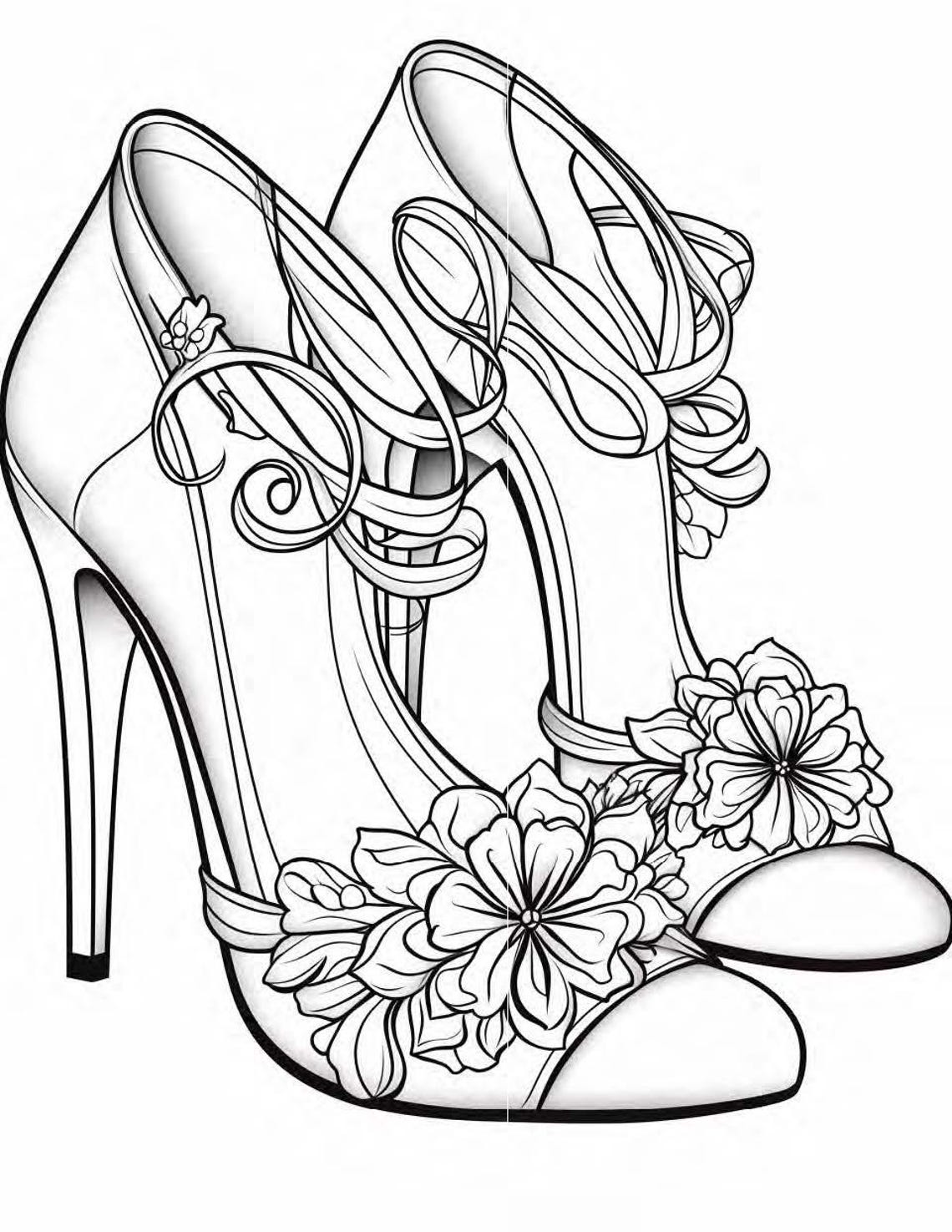 Adult Coloring Pages, Shoe Coloring Page, Bridal Shoe Coloring Pages ...