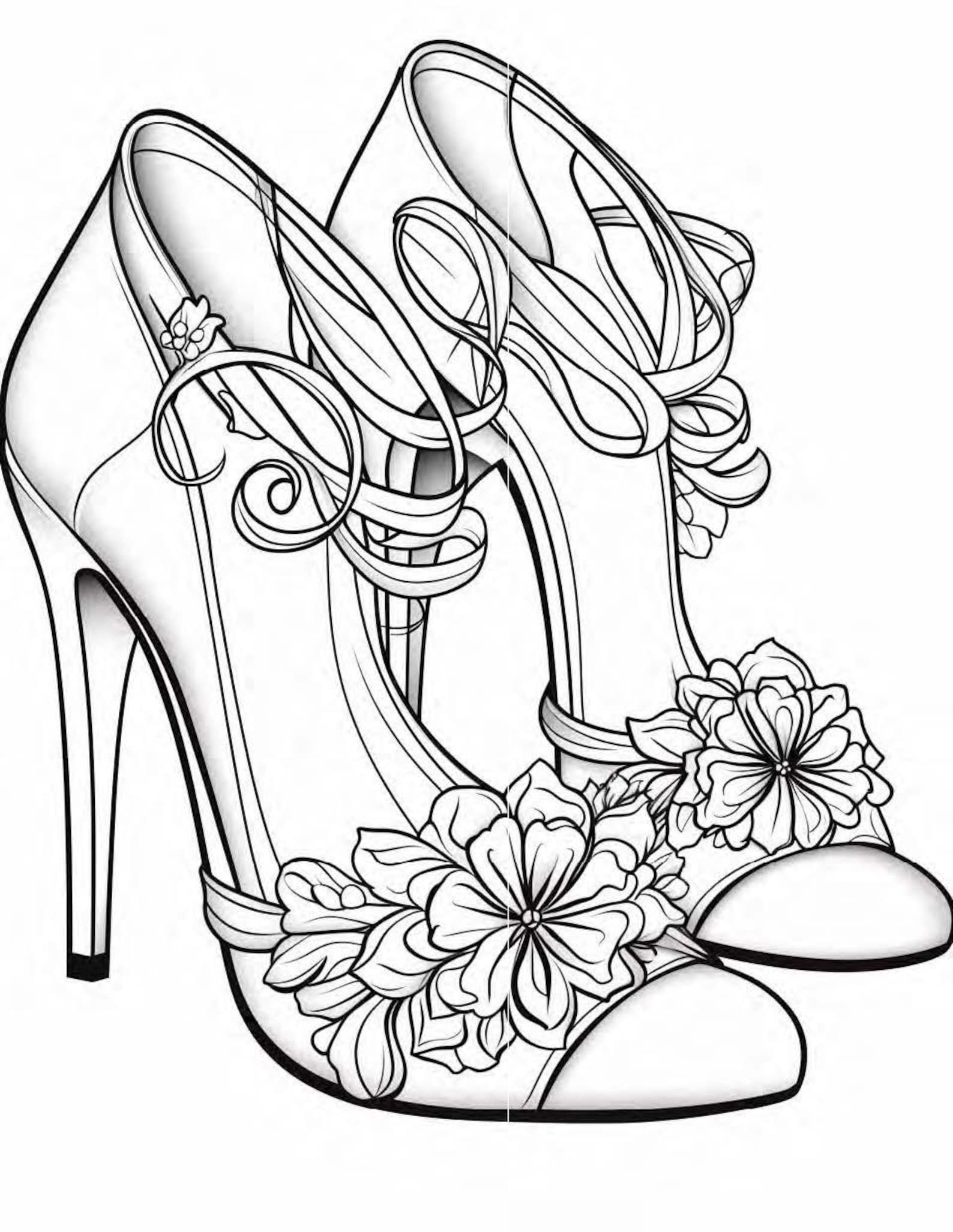 Adult Coloring Pages, Shoe Coloring Page, Bridal Shoe Coloring Pages ...