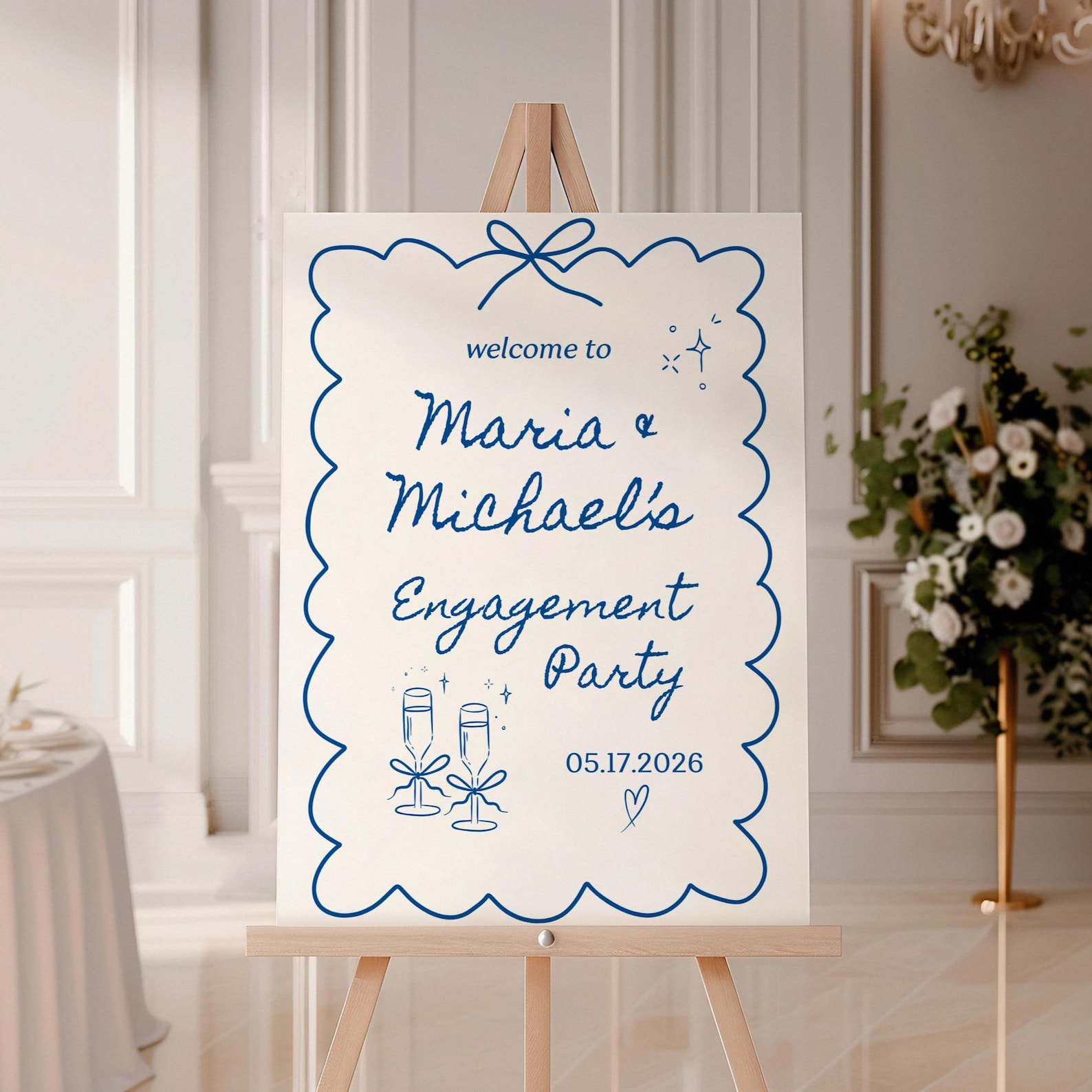 Something Blue Engagement Party Sign Canva Template Editable Engagement ...