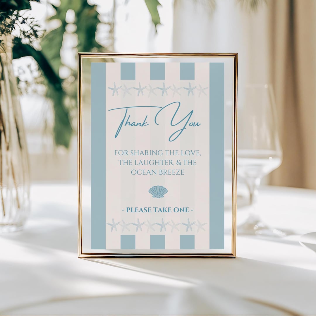 Coastal Engagement Party Thank You Table Sign Template Beach Wedding ...