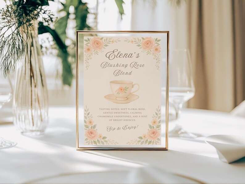 Afternoon Tea Signature Tea Sign Canva Template Afternoon Tea Bridal ...