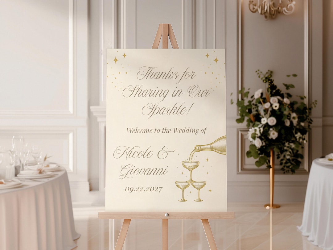 Wedding Welcome Sign Champagne Tower Elegance Welcome Sign Canva ...
