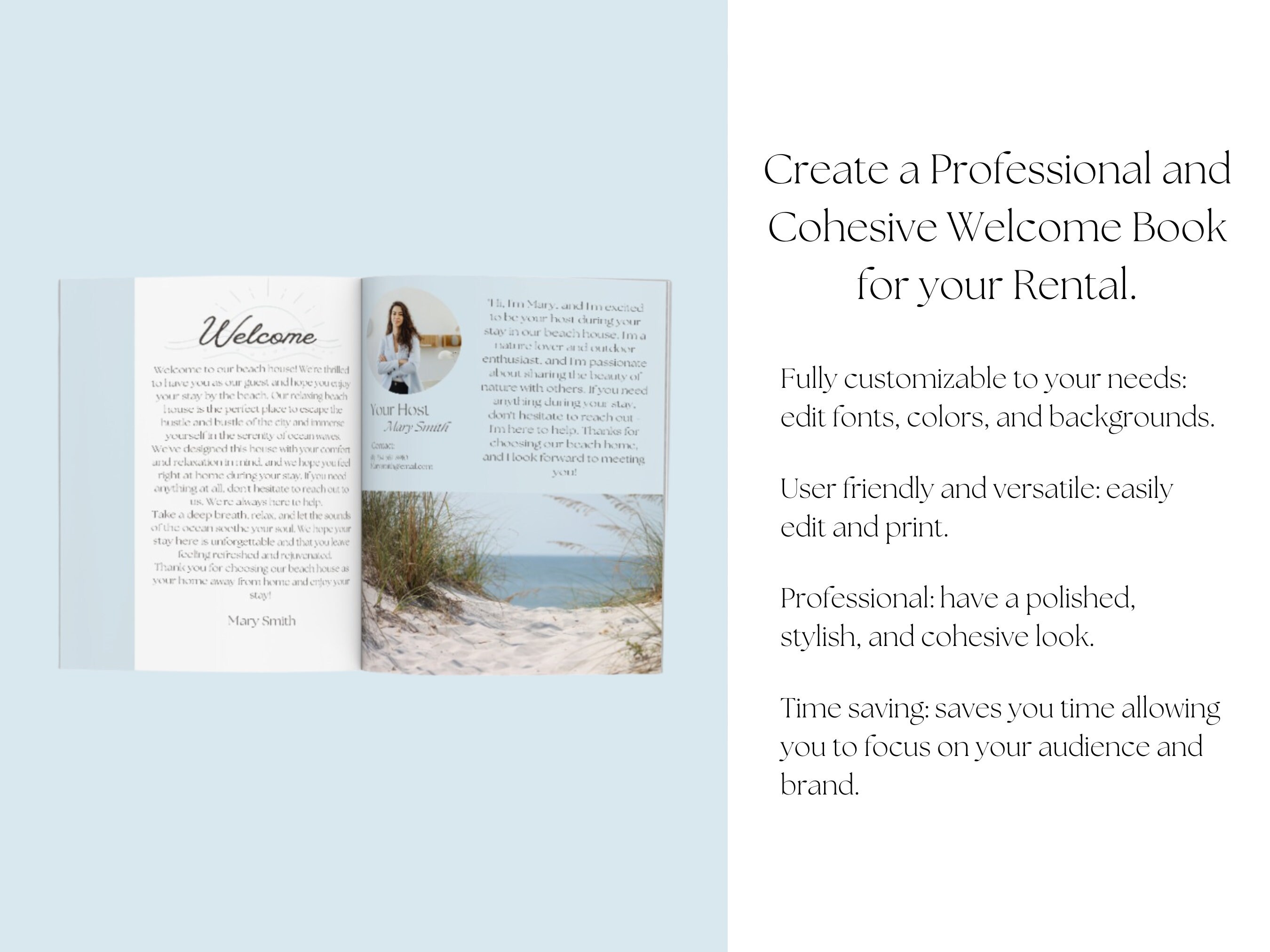 Airbnb Beach Welcome Book Template | Welcome Book Canva Template | Vrbo ...