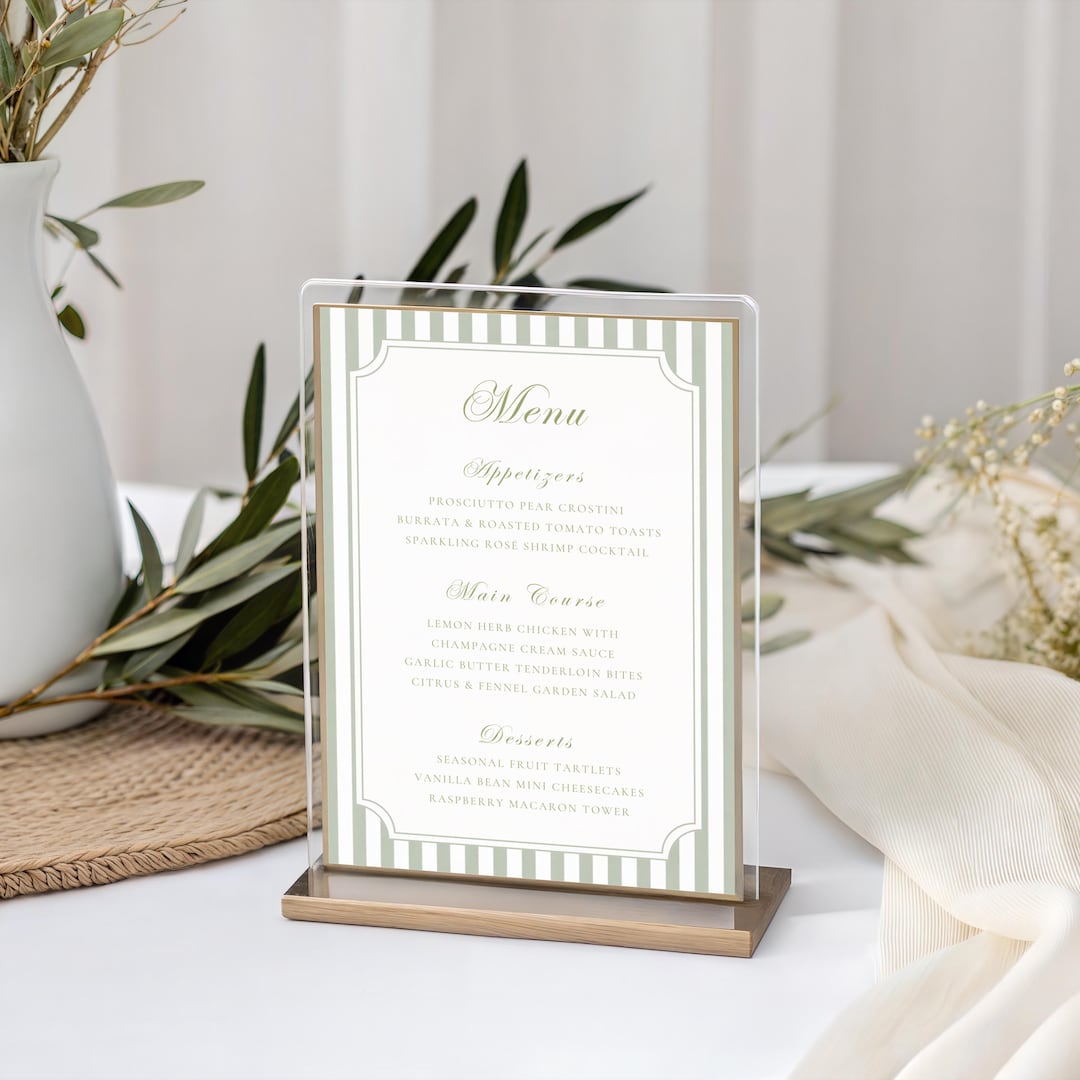 Bridal Party Menu Sign Canva Template Sage Estate Bridal Menu Template ...