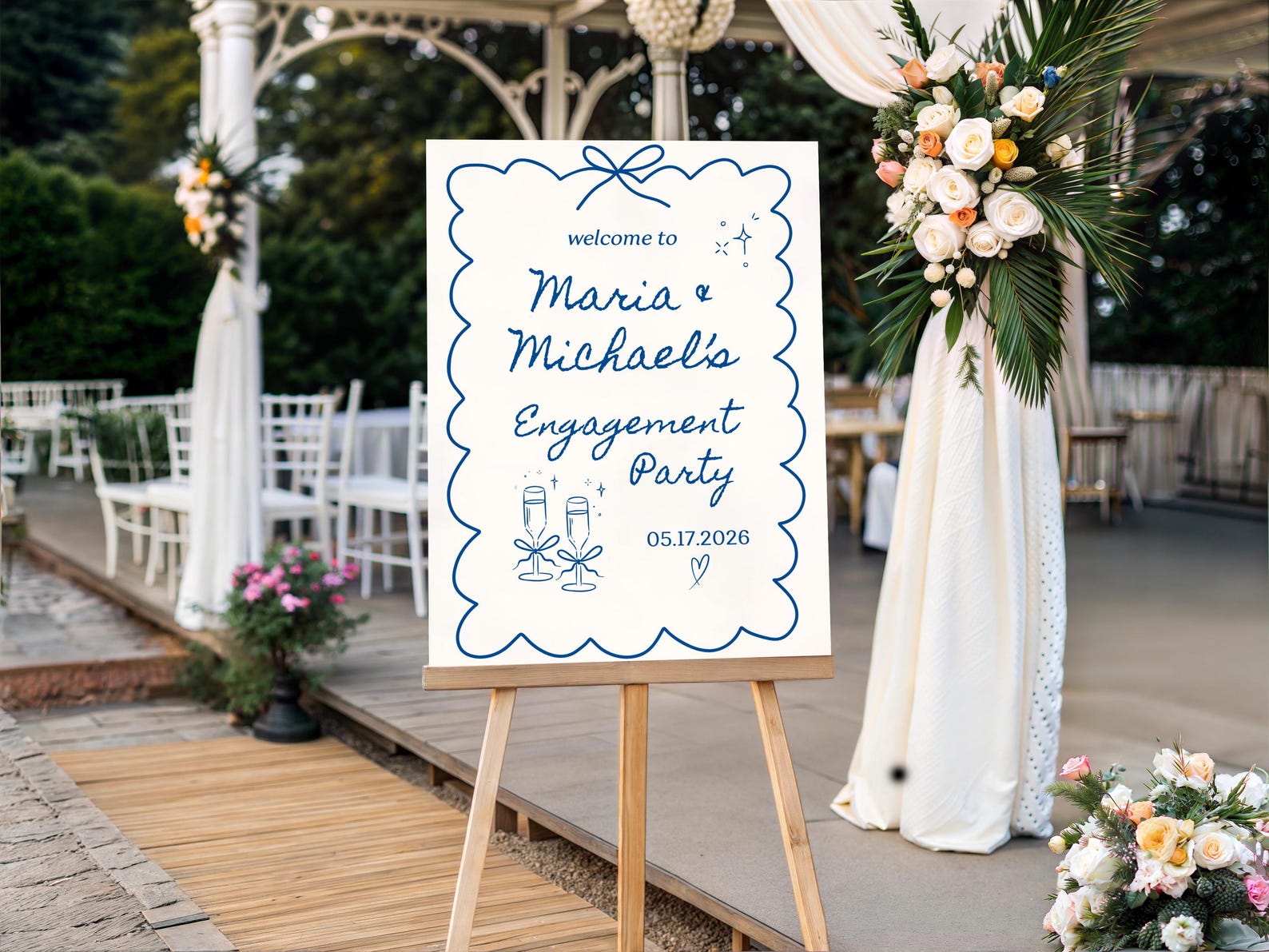 Something Blue Engagement Party Sign Canva Template Editable Engagement ...