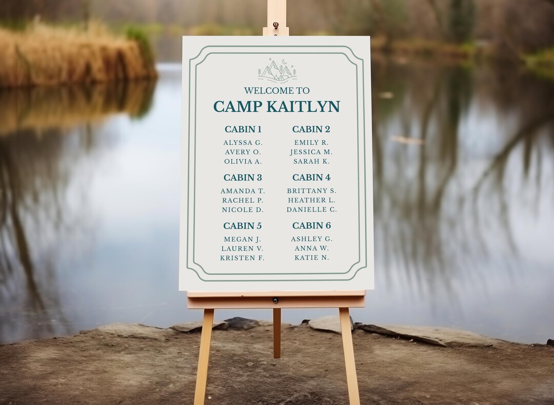 Camp Bachelorette Cabin Assignment Sign Canva Template Editable ...
