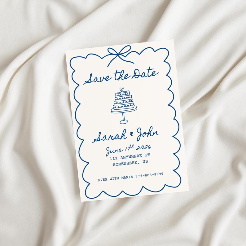 Save the Date Card Something Blue Handwriting Save the Date Card ...