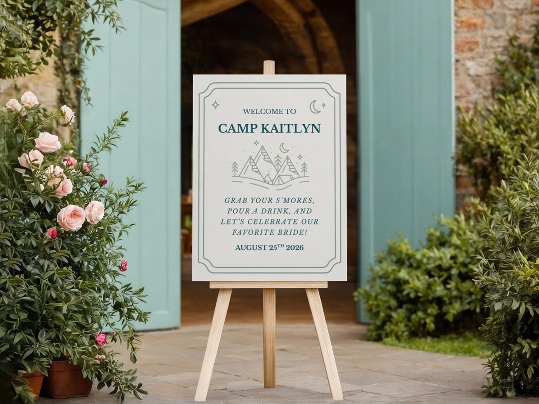 Camp Bachelorette Party Sign Canva Template Editable Bachelorette Camp ...