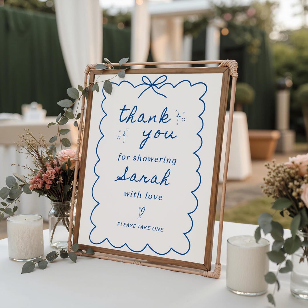 Bridal Shower Thank You Table Sign Template Something Blue Table Sign ...