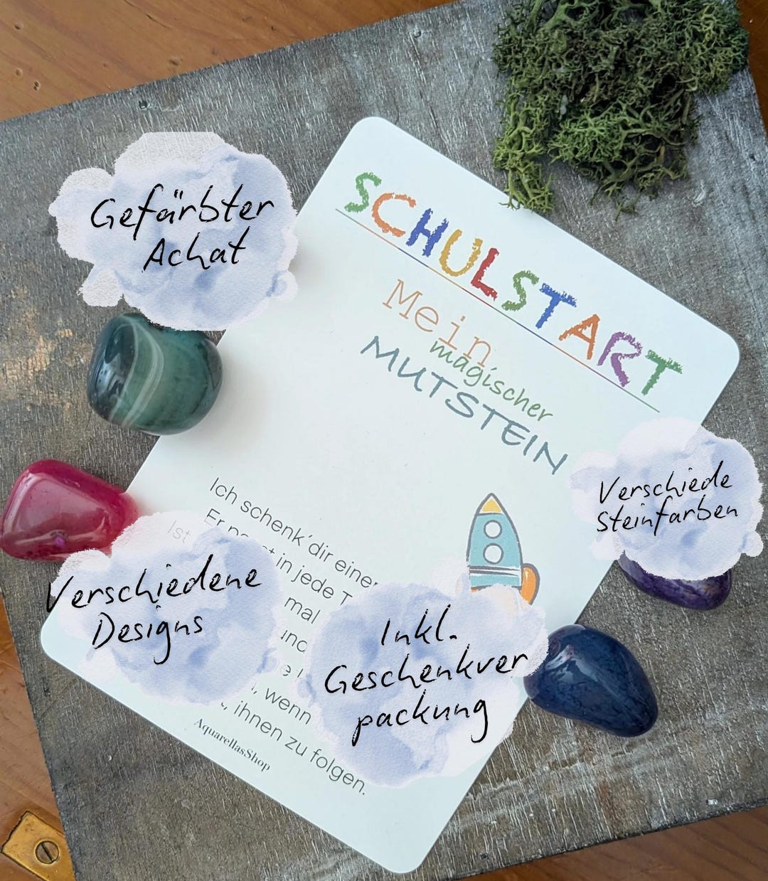 DIY Schulstart gefärbter Achat magischer Mutstein Mutmacher ...