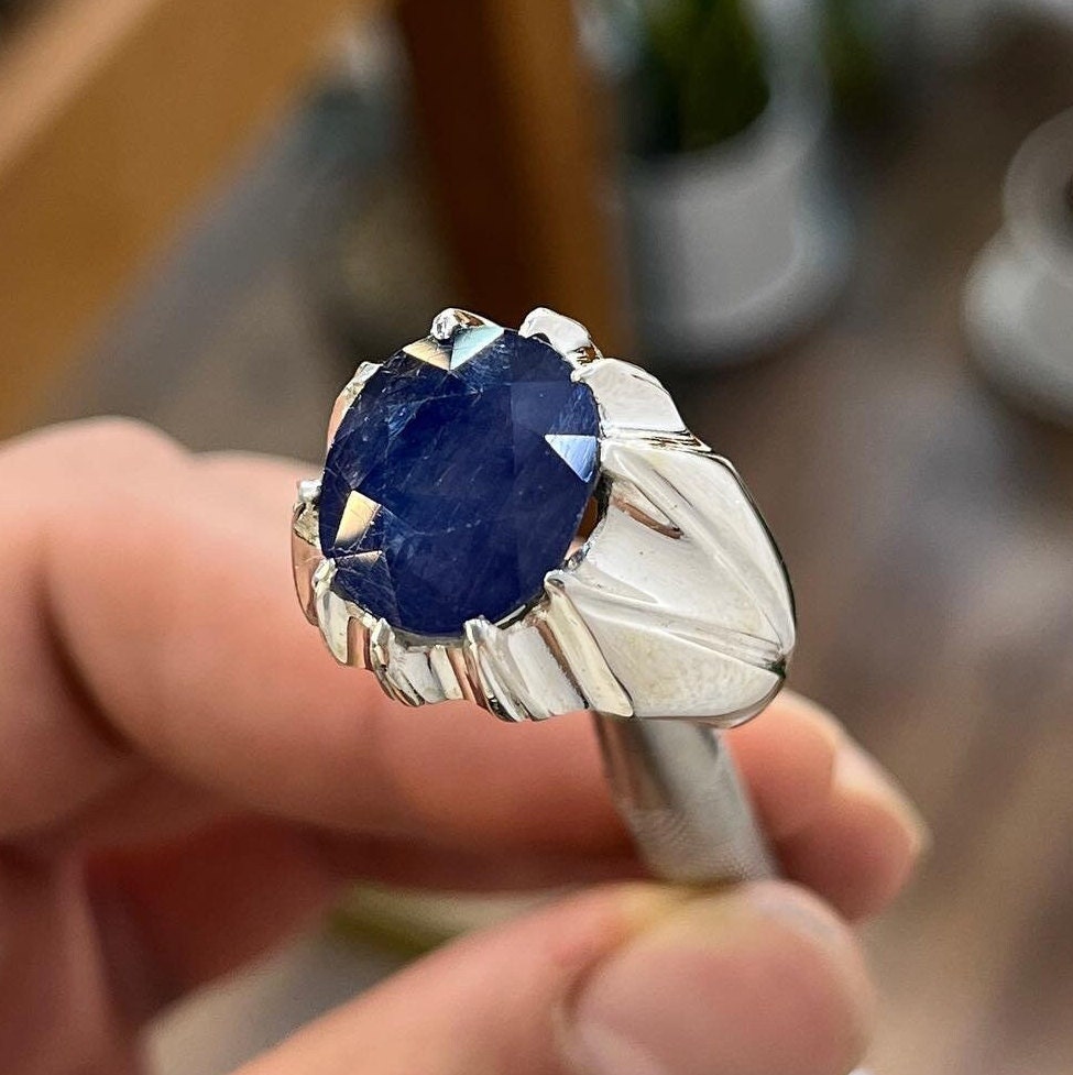 Blue Sapphire Stone Natural African Blue Sapphire Stone Ring Unheated ...