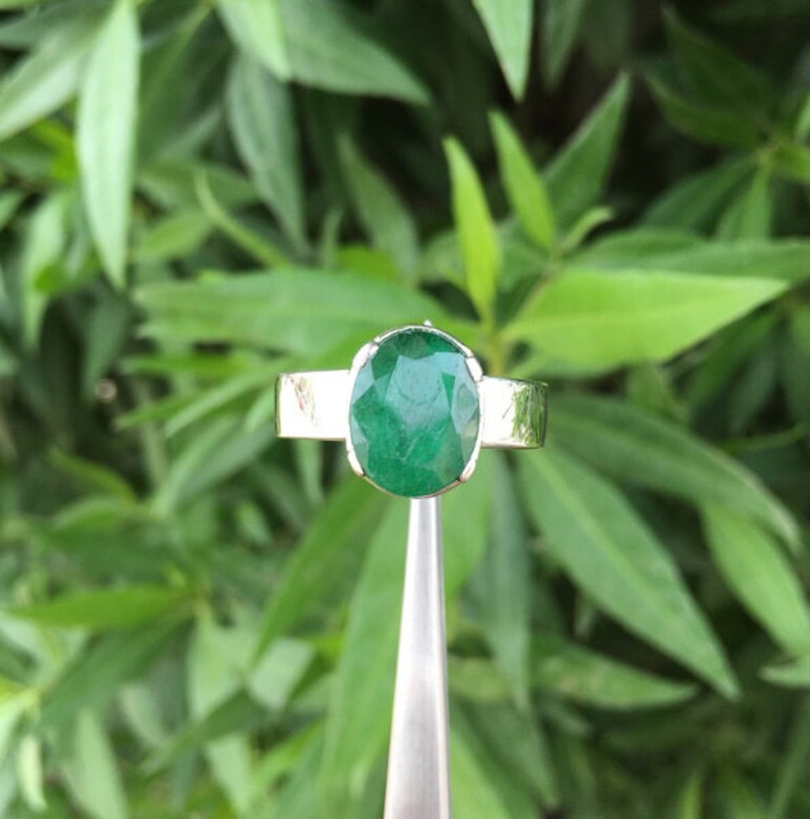 Natural Emerald Stone Ring Original Emerald Ring Sterling Silver 925 - Etsy