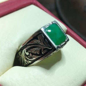 Natural Emerald Pakistan Mine Zamurd Stone Ring Rare Emerald Stone Ring ...