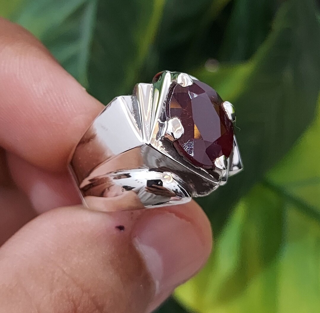 Big Red Ruby Stone Ring Antique Natural Ruby Ring Handmade Sterling ...