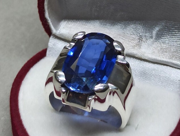 20 Carats Plus Natural Blue Topaz Ring Deep Blue Topaz Big Topaz Ring ...