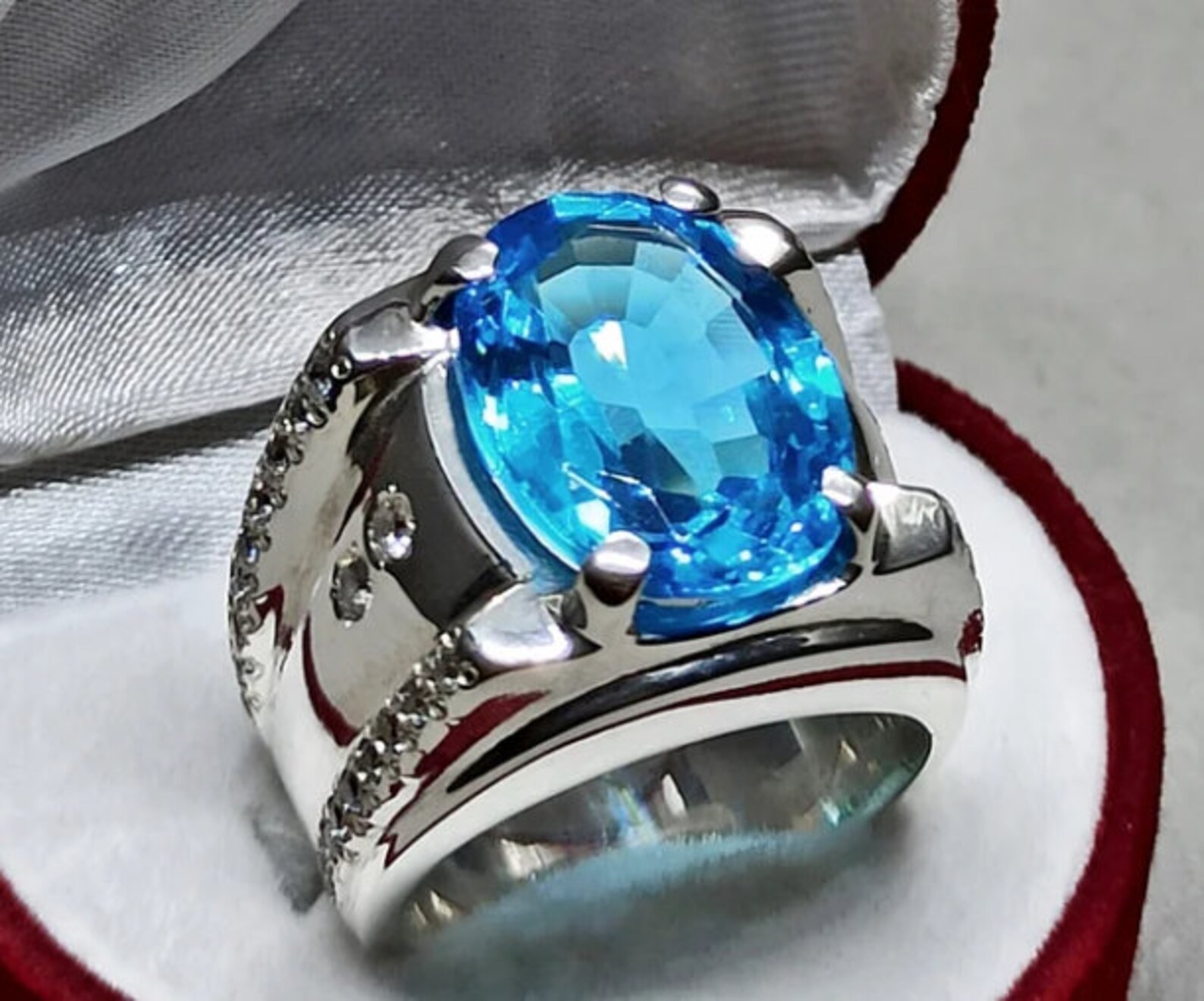 24 Carats Plus Natural Blue Big Topaz Ring_real Blue Topaz Ring - New ...