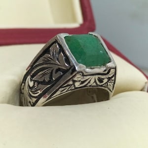 Natural Emerald Pakistan Mine Zamurd Stone Ring Rare Emerald Stone Ring ...