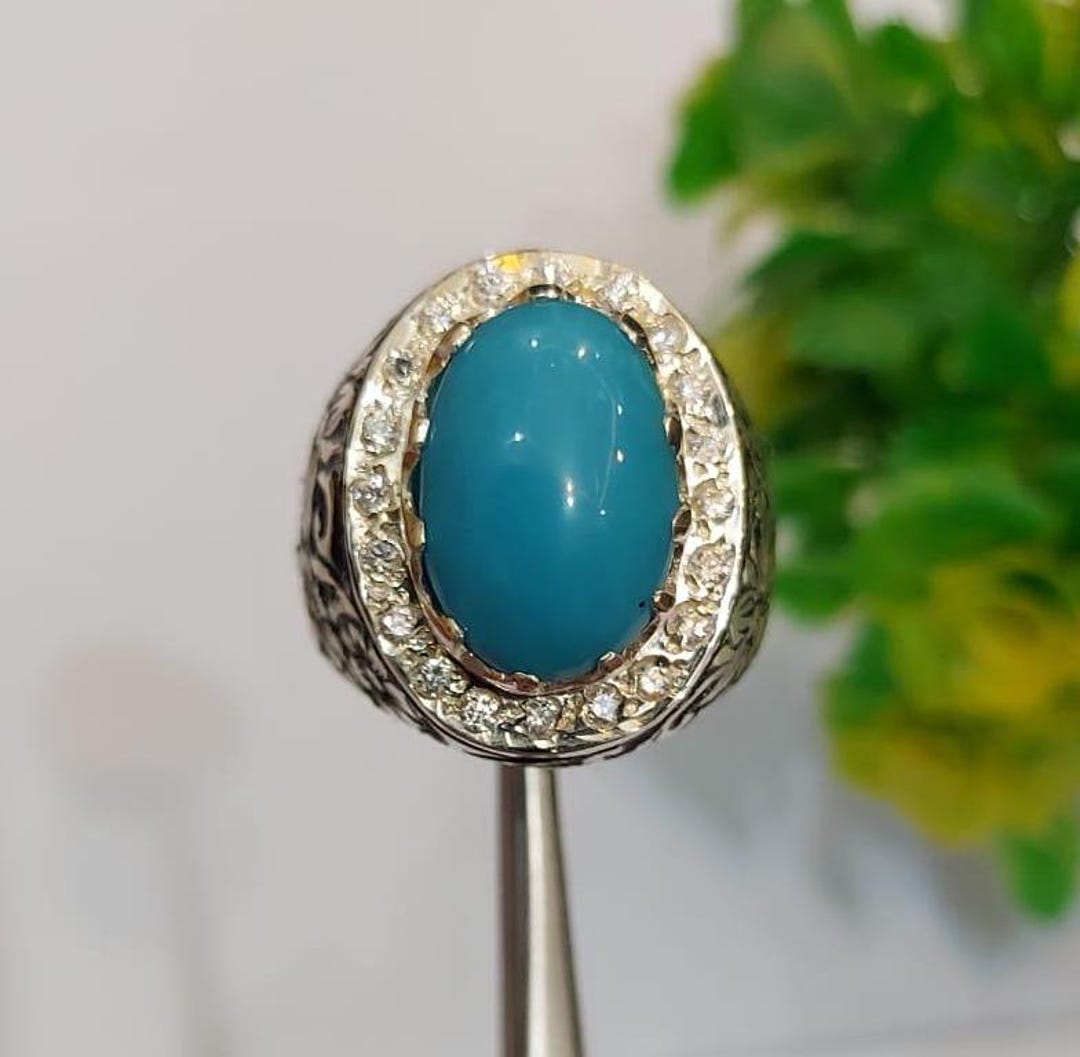 Natural Feroza Nishapuri Feroza Blue Turquoise Ring Silver 925unique ...